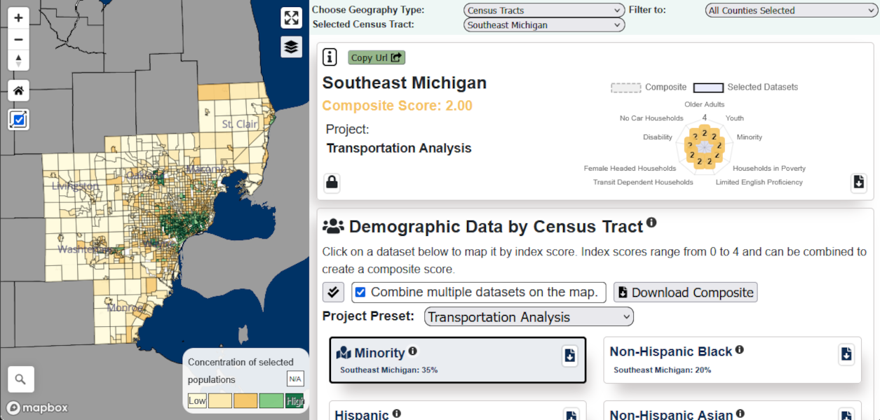 SEMCOG Demographic Emphasis Areas